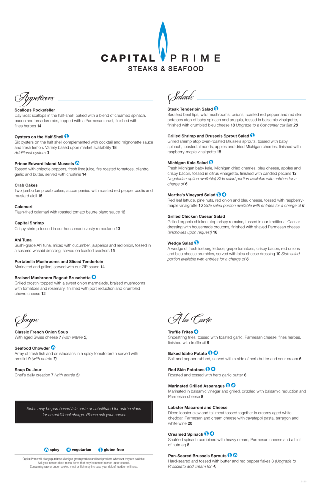 Dinner Menu | Capital Prime