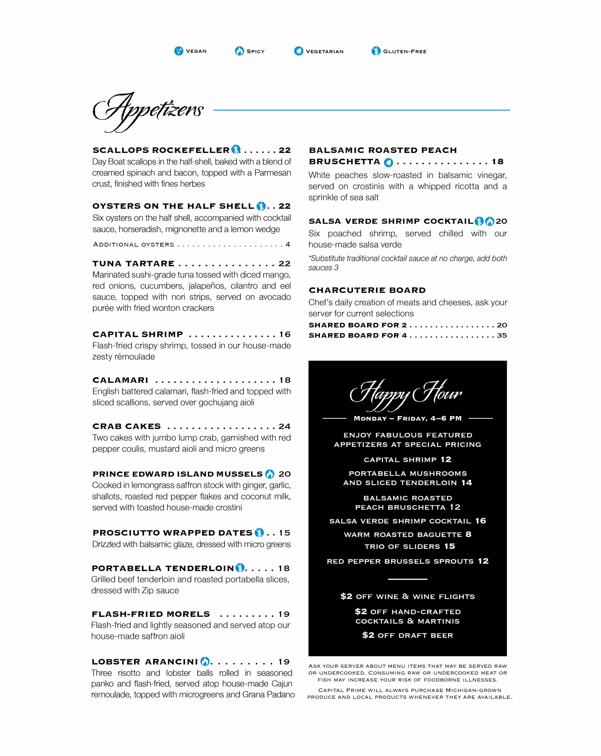 Dinner Menu | Capital Prime