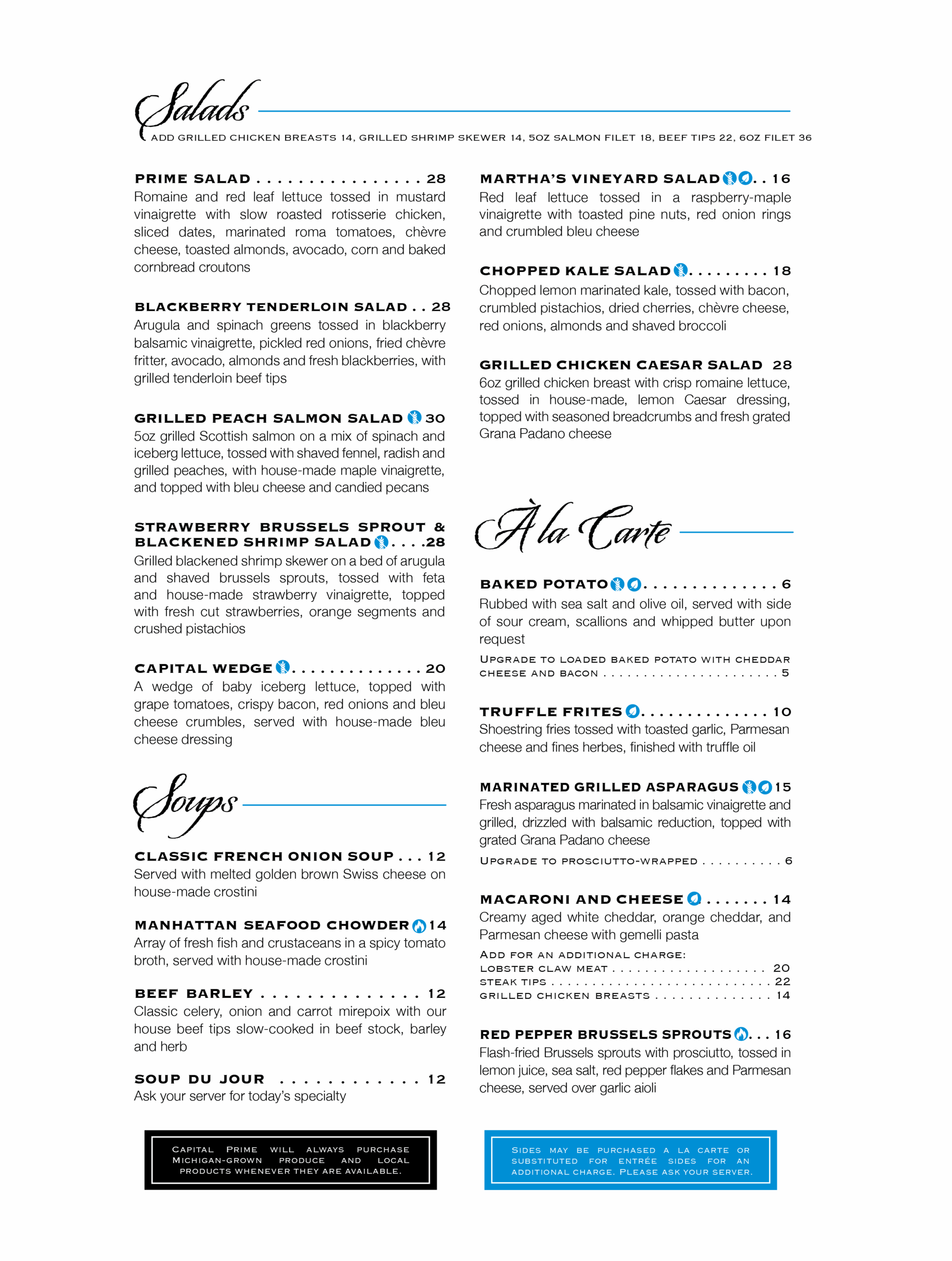 Dinner Menu | Capital Prime